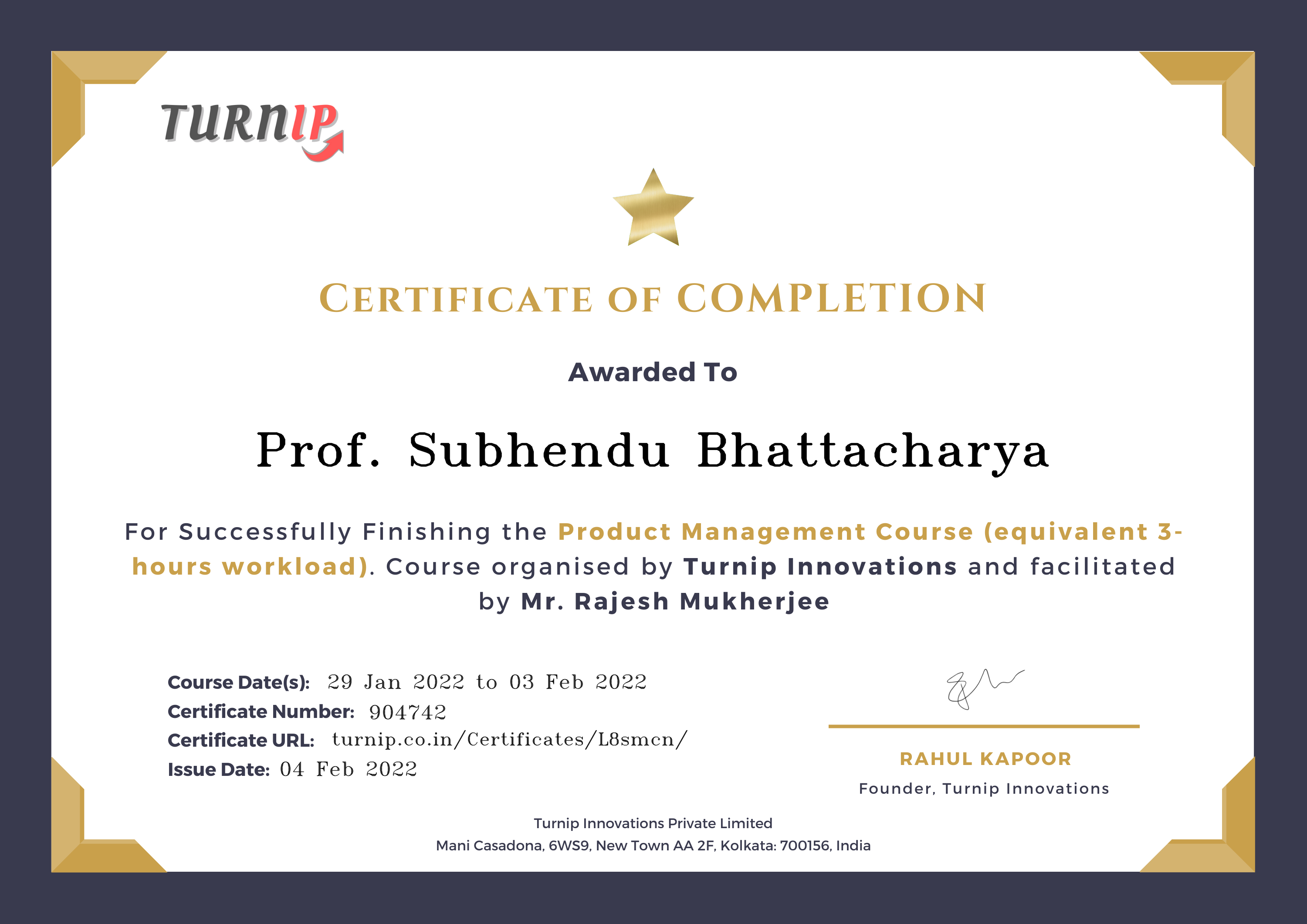 Certificate Of Completion